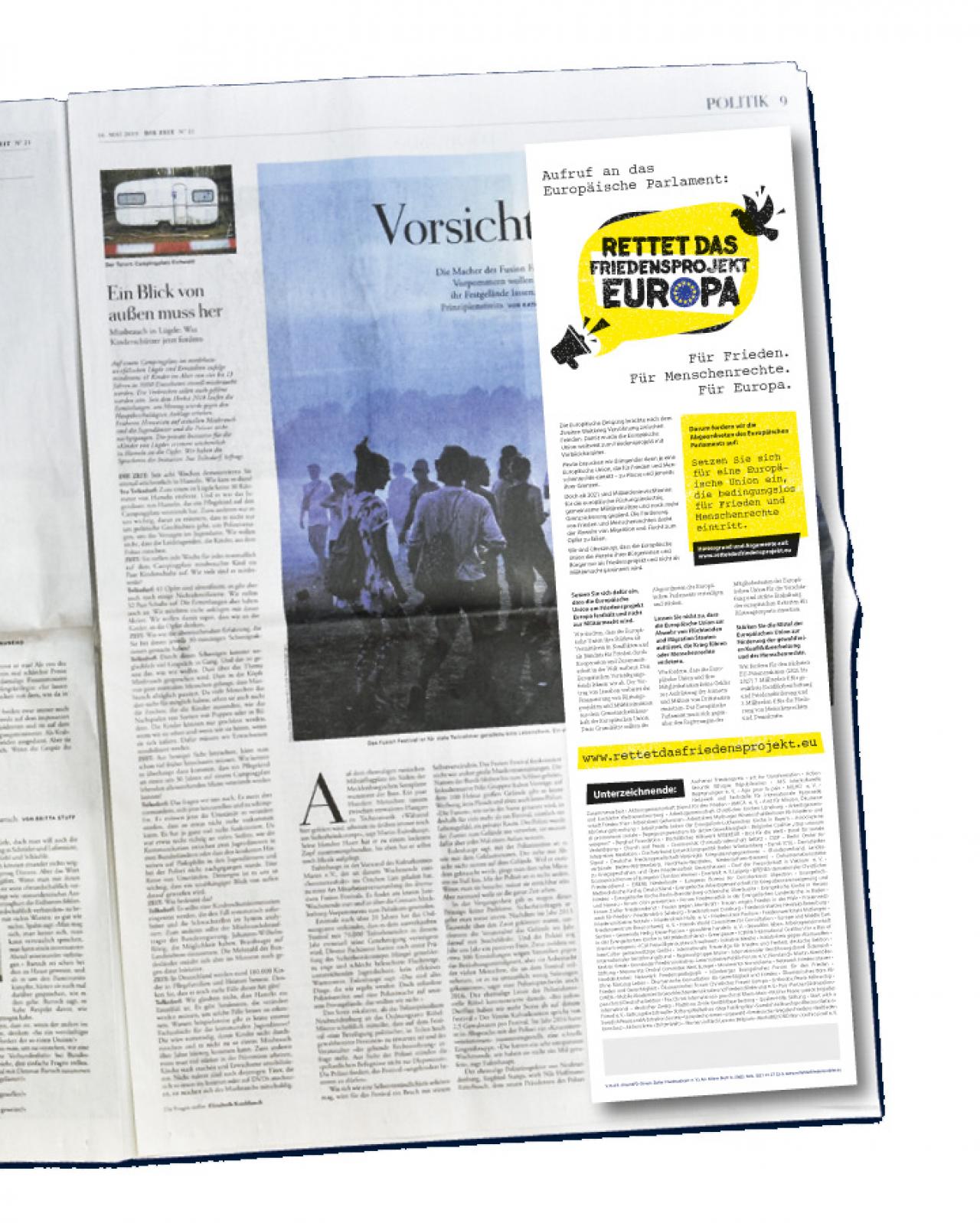 Jetzt gilt's: Anzeige unterstützen! | Pro Peace